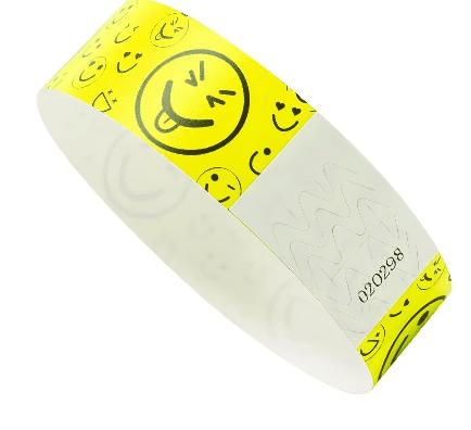 Synthetic Paper (PVC) Pre printed Smiley face wristbands for adults and ...
